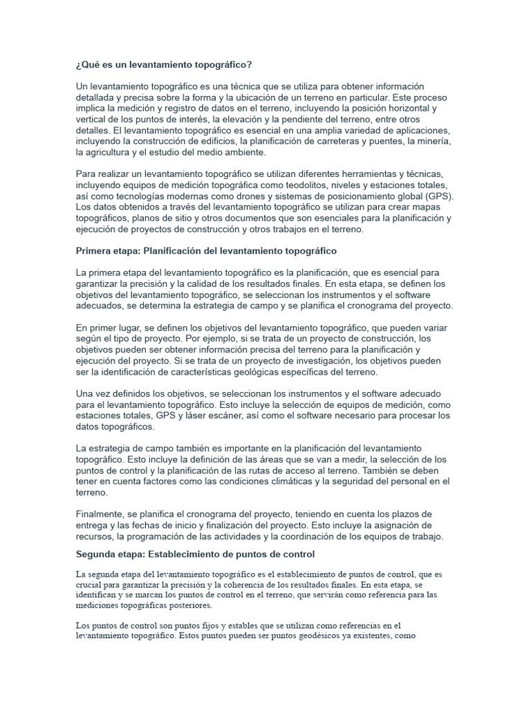 Qué Es Un Levantamiento Topográfico 1 | PDF | Topografía | Planificación