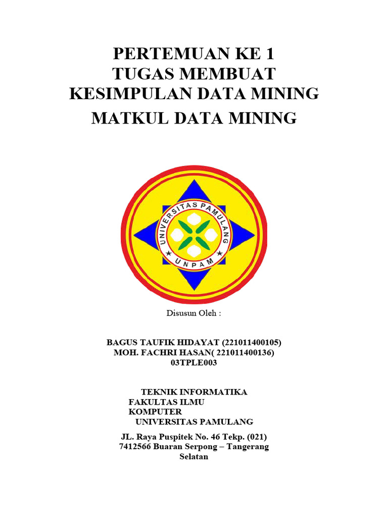 Kelompok 13_Tugas Terstruktur Data Mining Pertemuan 1 (1) | PDF