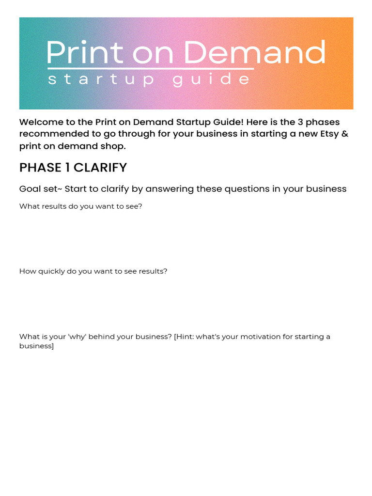 Print on Demand Startup Guide | PDF | Etsy | Limited Liability Company