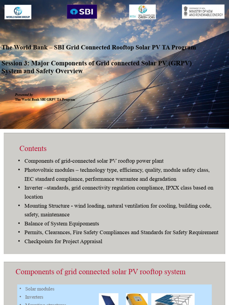 Session 3 Major Components of Solar PV Rooftop System and Safety Overview | Download Free PDF ...