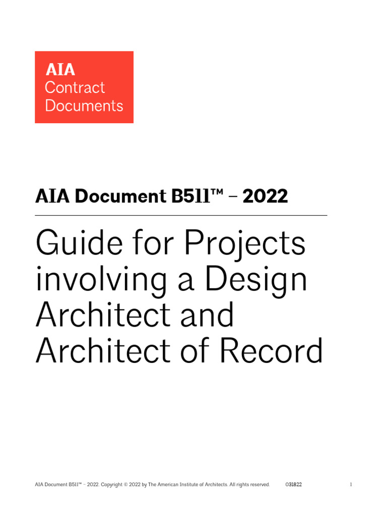 AIA B511 2022 - Guide | PDF | Architect | Joint Venture