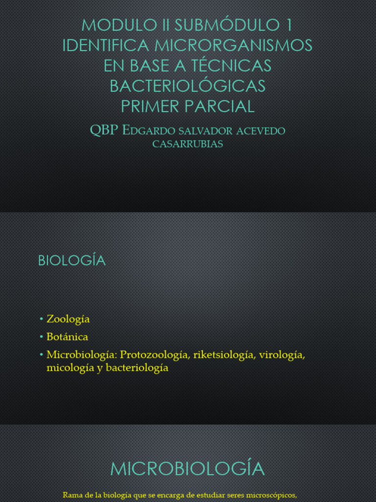 PRIMER PARCIAL MODULO II Submódulo 1 Identifica Microrganismos en Base | Descargar gratis PDF ...