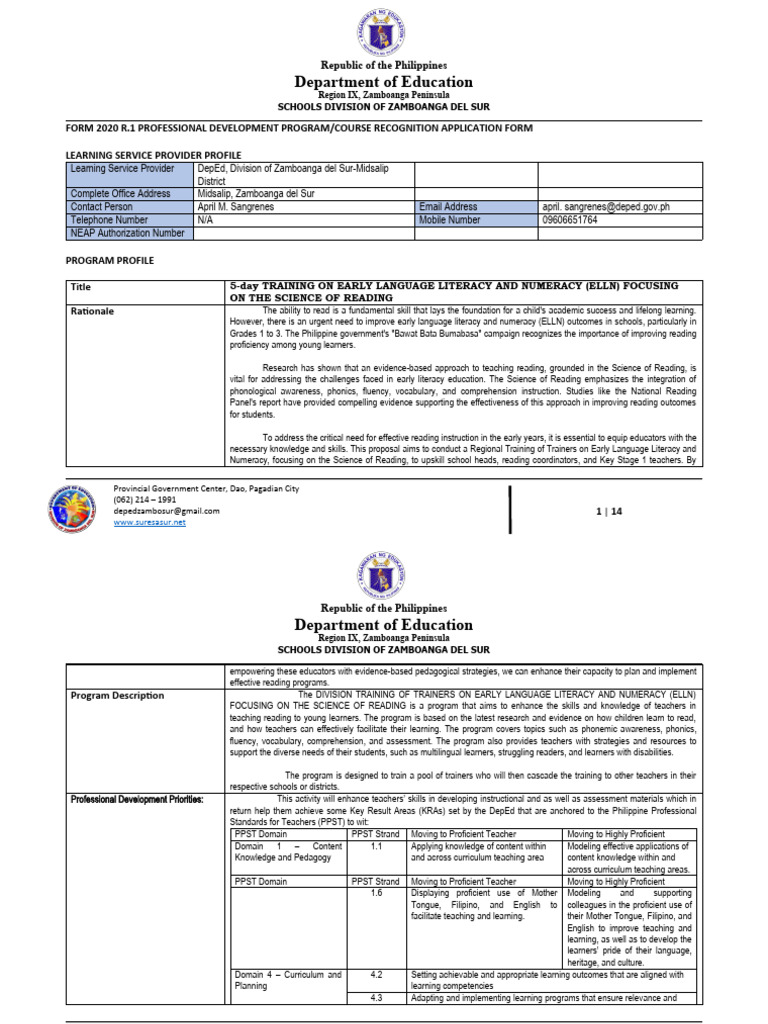 ELLN Training: Science of Reading Focus | PDF | Phonics | Reading ...