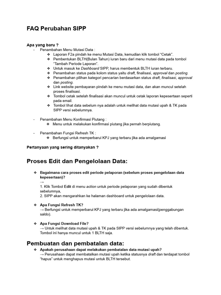FAQ Perubahan SIPP | PDF | Bisnis | Komputer