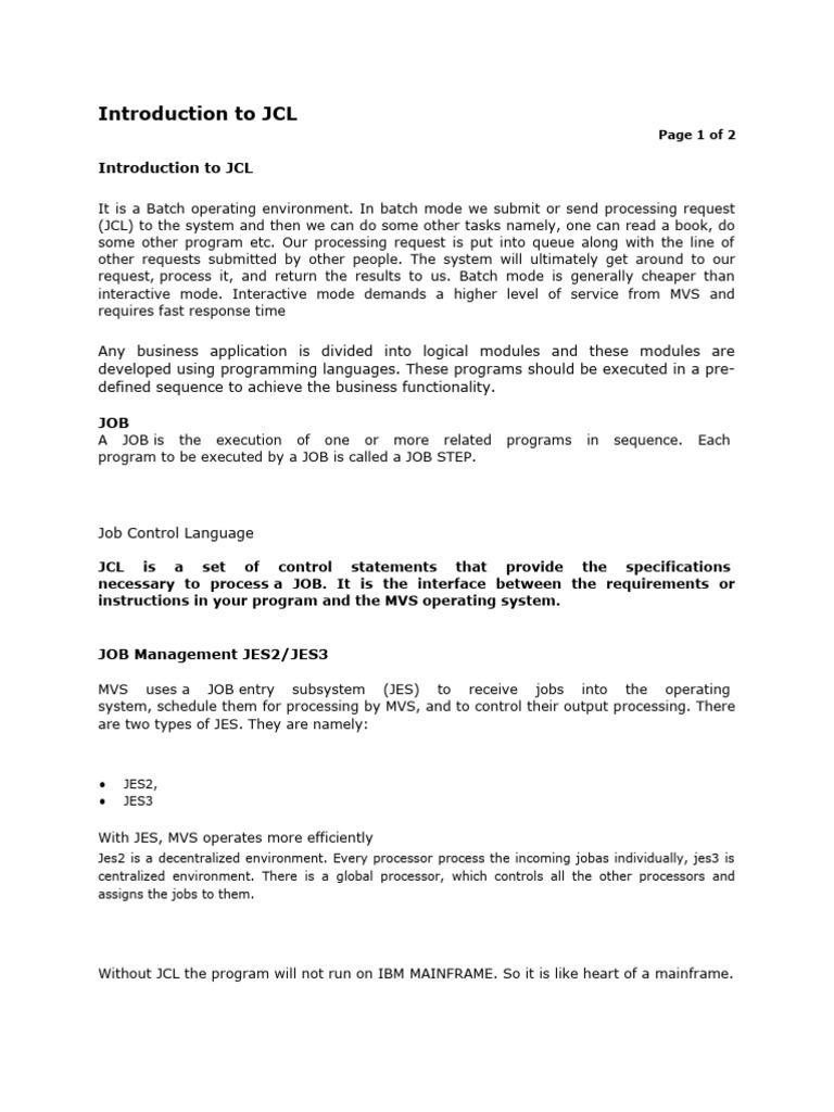 Introduction To JCL | PDF | Office Equipment | System Software