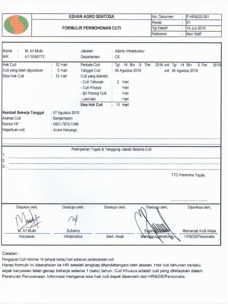 Cuti Mulky 5 Ags 19 | PDF