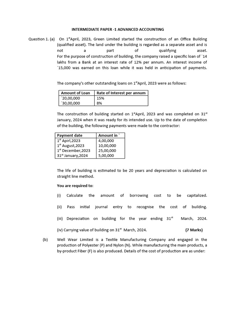 Intermediate Paper - 1 Advanced Accounting | PDF | Equity (Finance ...