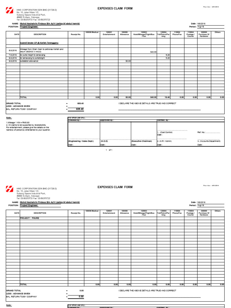 Claim Submit Tender Tganu (Shahrin) 2016 | PDF