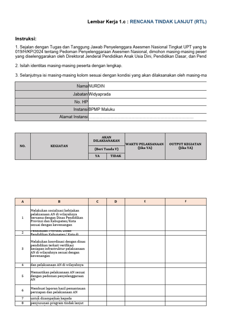 Maluku - LK RTL Dinas Prov Maluku | PDF