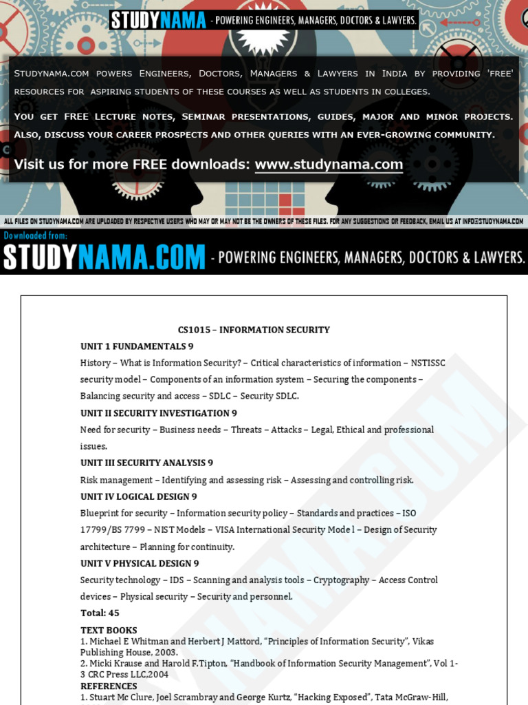 Information Security Notes & Ebook | PDF | Information Security ...