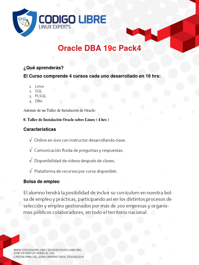 Programa de Clase Oracle Pack419c 2023 | PDF | SQL | Apoyo