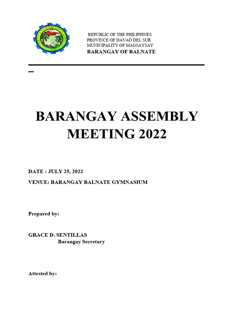 2022 Barangay Balnate Assembly Report | PDF | Social Science