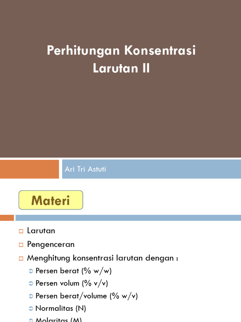 Perhitungan Konsentrasi Larutan II | PDF