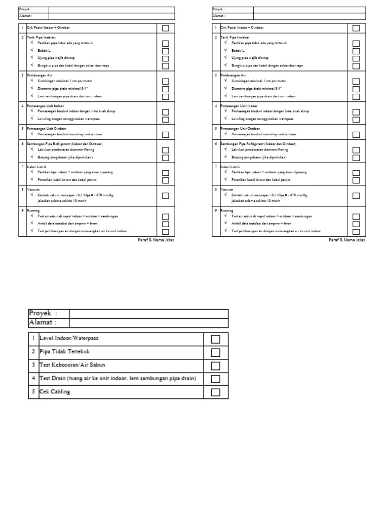 Checklist Pekerjaan | PDF