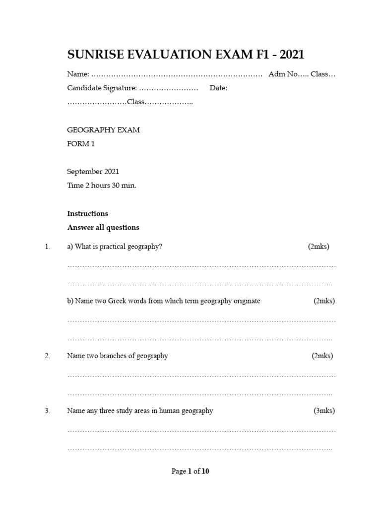 312 F1 Geography QS | PDF | Nature | Astronomy