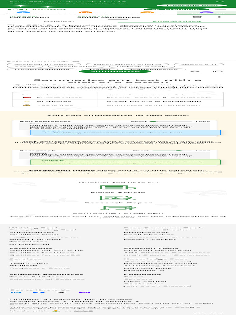 AI Text Summarizer - QuillBot AI | Download Free PDF | Citation ...