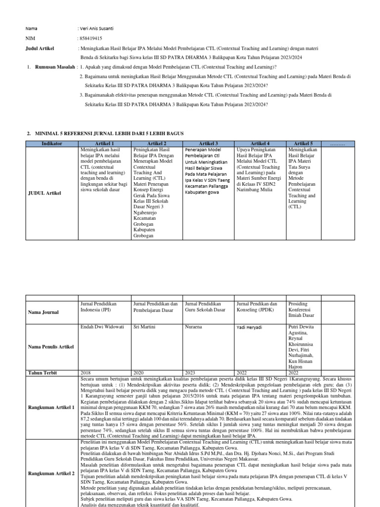 Penerapan Model CTL untuk Hasil Belajar IPA | PDF