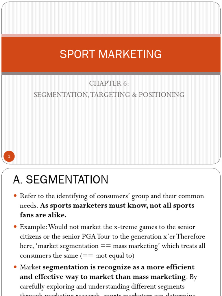 Chapter 6 - SPORT MARKETING | PDF | Market Segmentation | Marketing