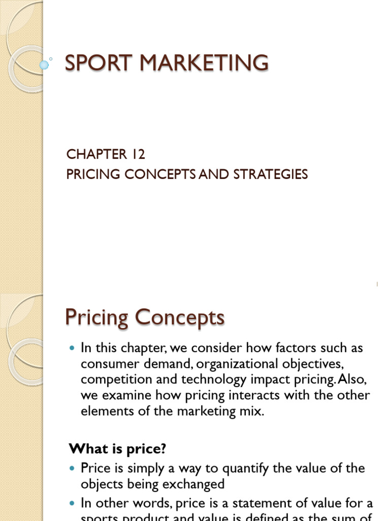 chapter 12 - SPORT MARKETING | Download Free PDF | Marketing | Pricing