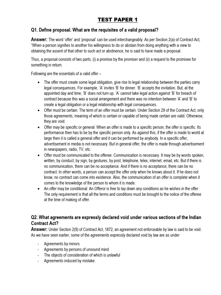 Essentials of Valid Proposals and Contracts | PDF | Law Of Agency | Tort