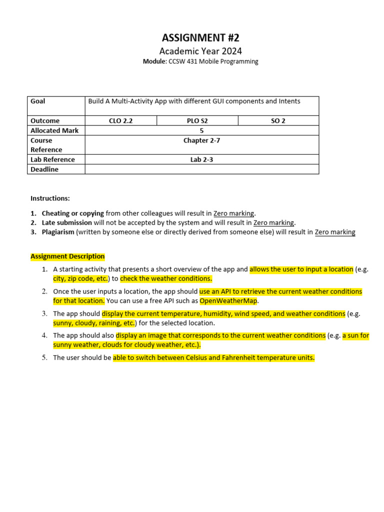 Assignment 2 CCSW-431 2024 | PDF | Usability | Computer Programming