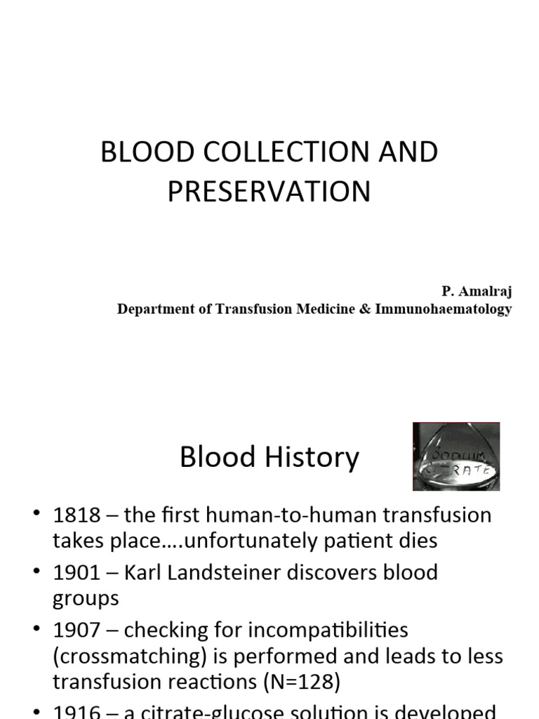 Blood Collection and Preservation Methods | PDF | Blood Donation ...