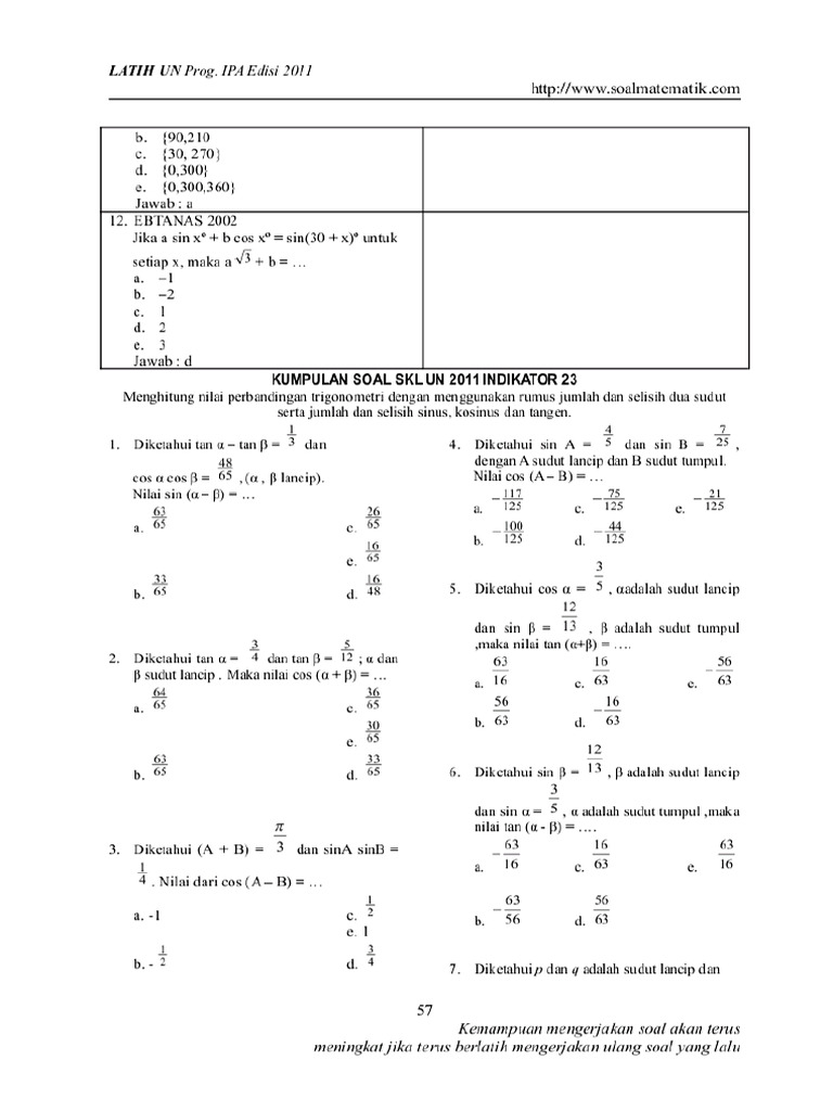 Soal Matematika Minat | PDF