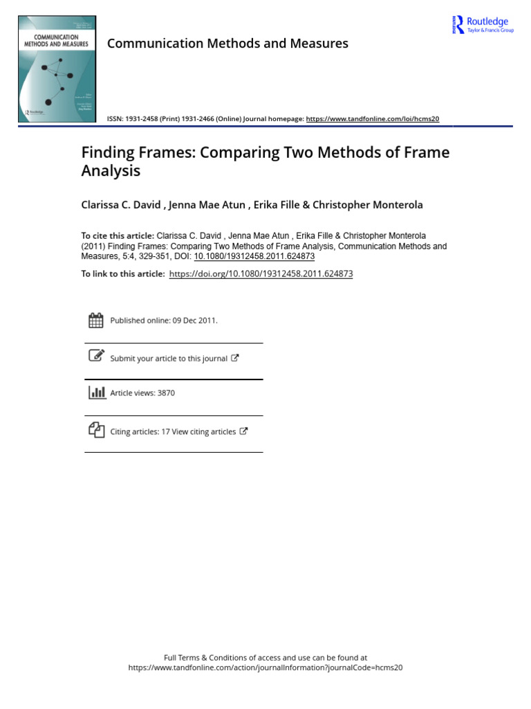 Finding Frames Perbandingan Metodologi Matthew-Kohring Dengan Entman | PDF | Family Planning ...