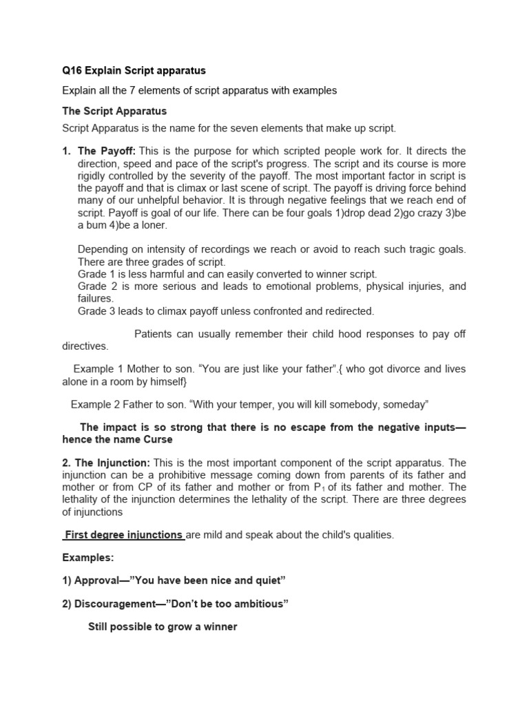 Q16 Explain Script Apparatus | PDF | Behavioural Sciences | Psychology
