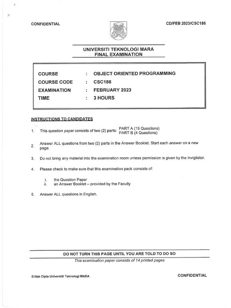 CSC186 FinalFeb2023 | PDF