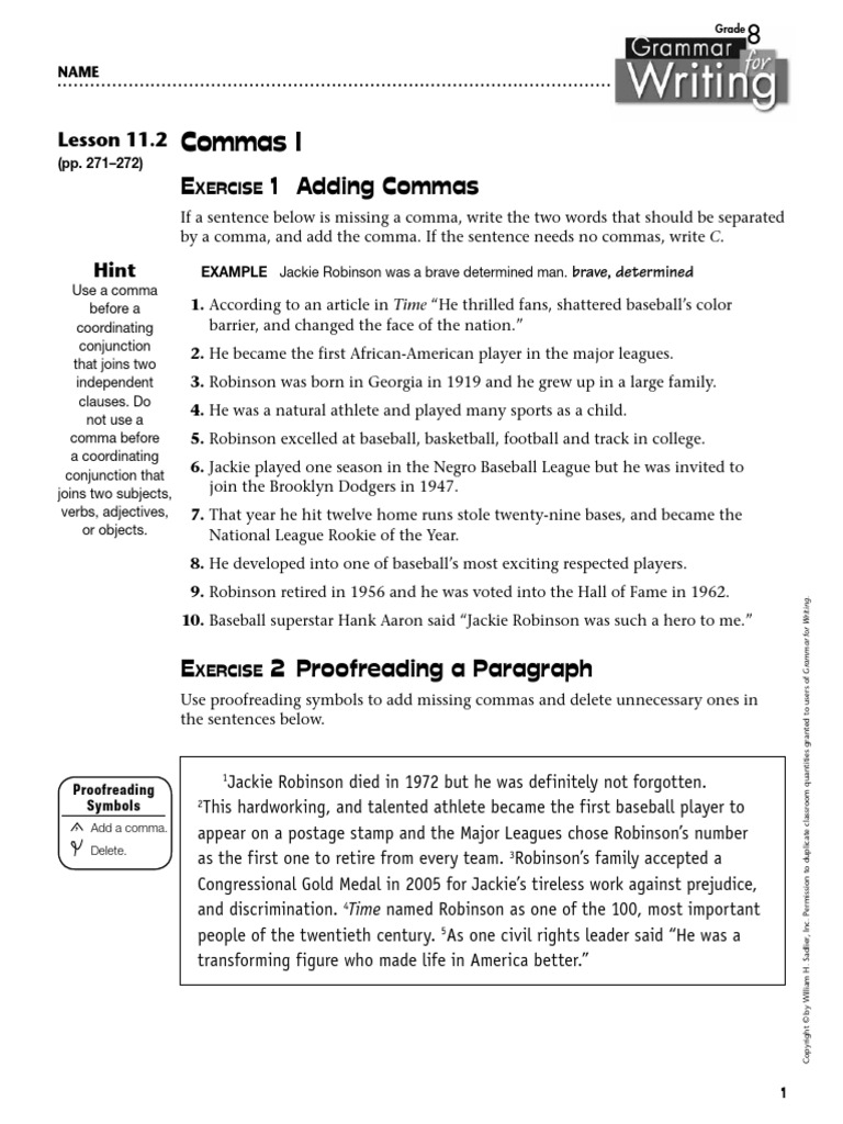 Commas 1 | Download Free PDF | Jackie Robinson | Comma