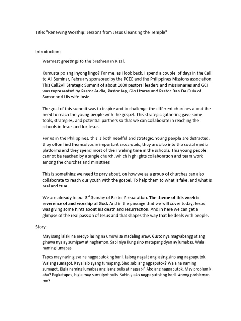 Sermon Jesus Cleanses The Temple John 2 13 To 22 Rizal2 | PDF | Jesus ...