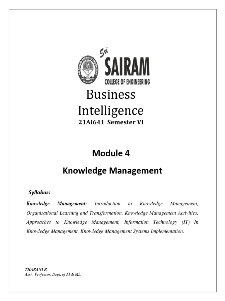 BI Module 4 Notes | PDF | Knowledge Management | Data Mining