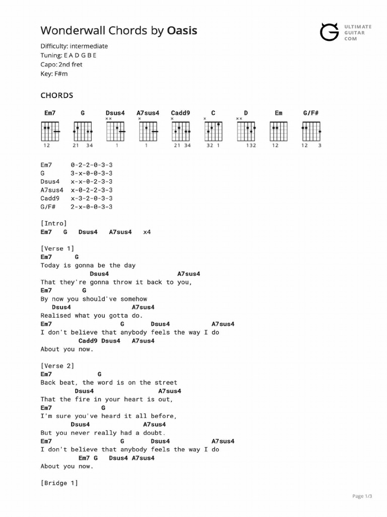 Wonderwall Chords 2 | PDF