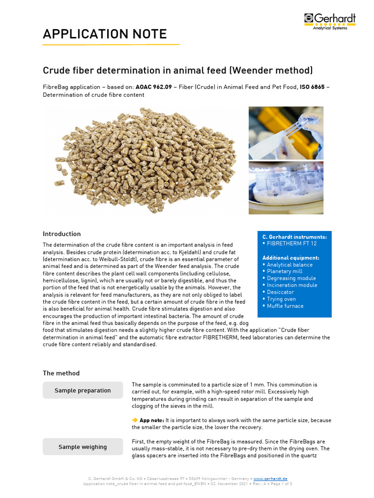 Crude Fiber Analysis in Animal Feed | PDF | Dietary Fiber | Diet ...