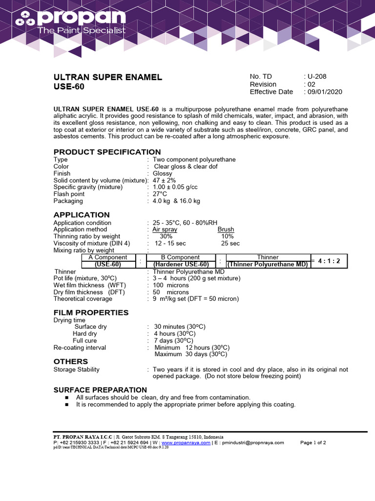 USE-60 | PDF | Polyurethane | Industrial Processes