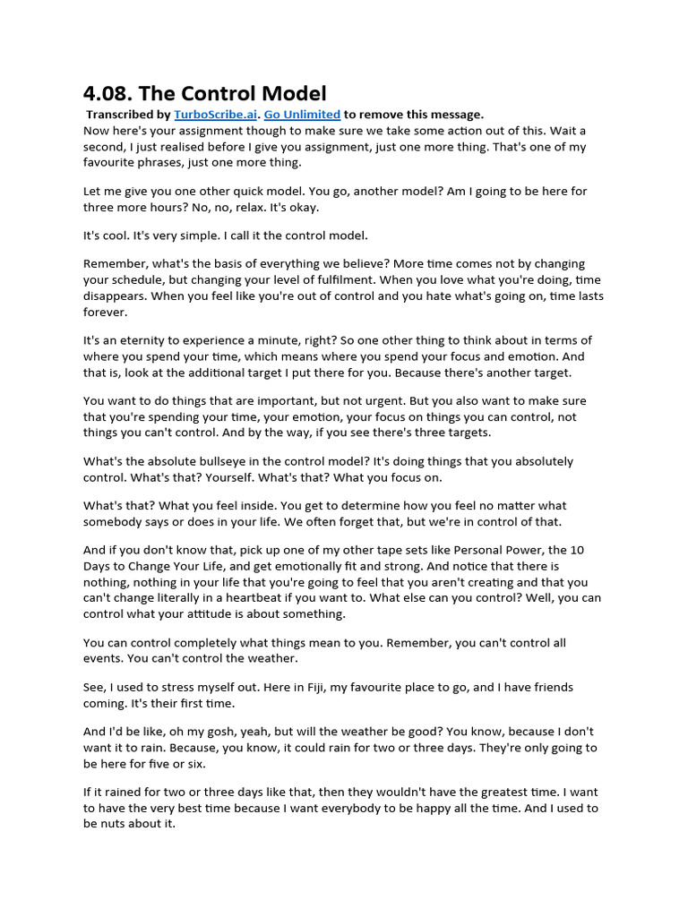 4.08. The Control Model | Download Free PDF | Psychology