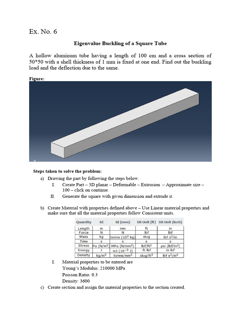 6.eigenvalue Buckling of A Square Tube | PDF | Buckling | Mechanical ...