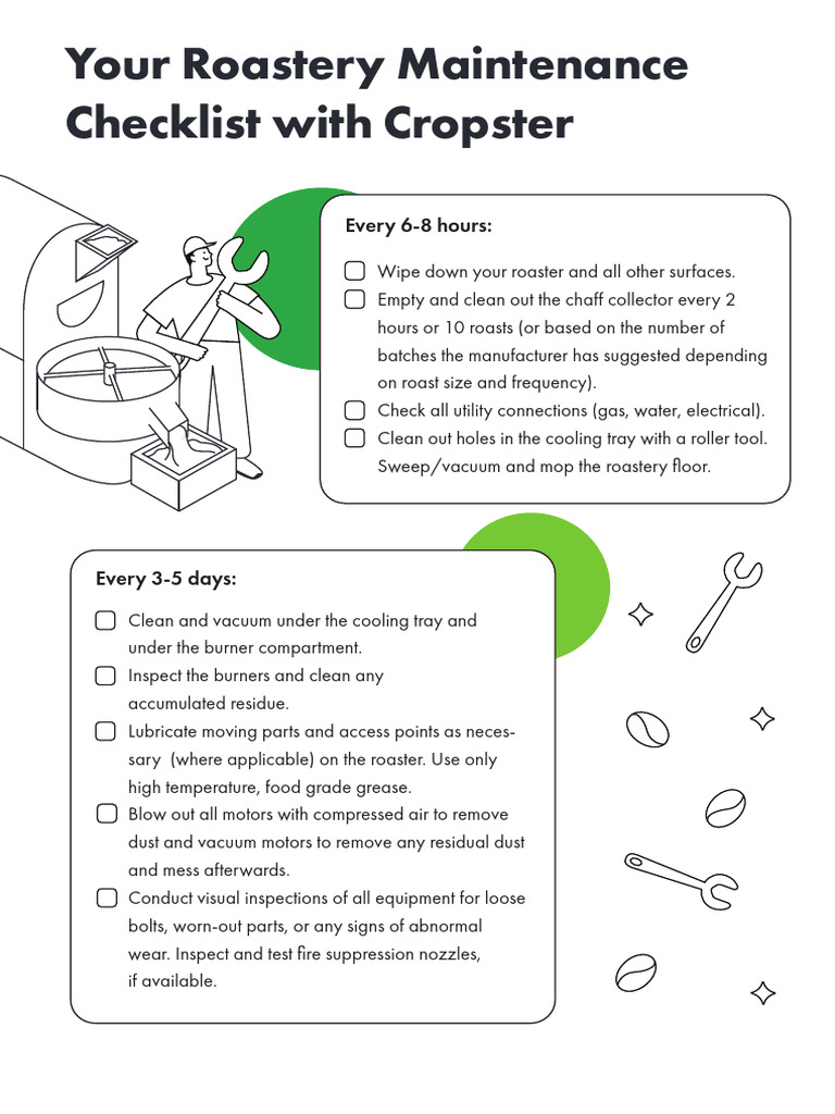 Roastery Maintenance Checklist | PDF | Manufactured Goods
