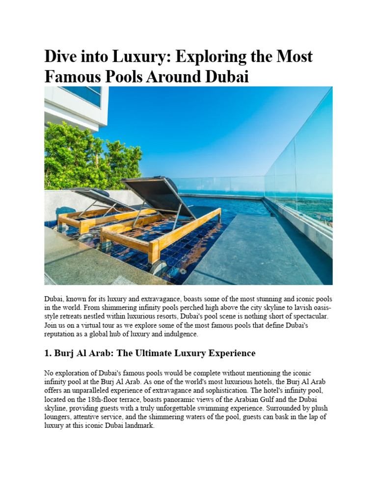 Dive Into Luxury: Exploring The Most Famous Pools Around Dubai | PDF ...