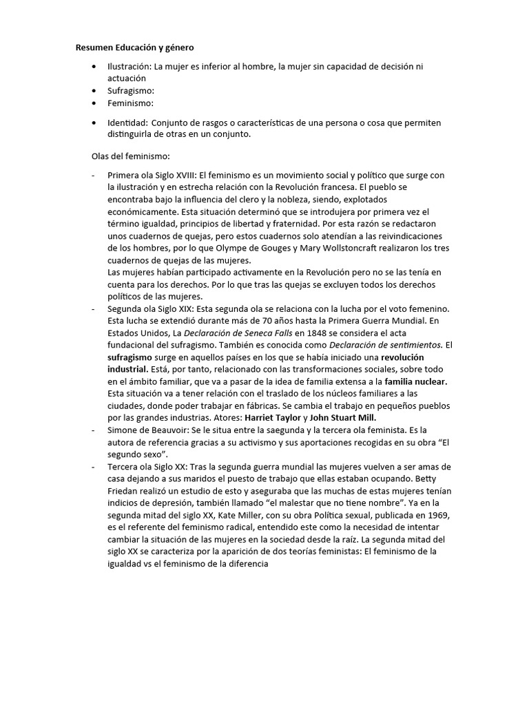 Resumen EducaciÃ N y Gã© Nero | PDF | Estudios de género | Feminismo