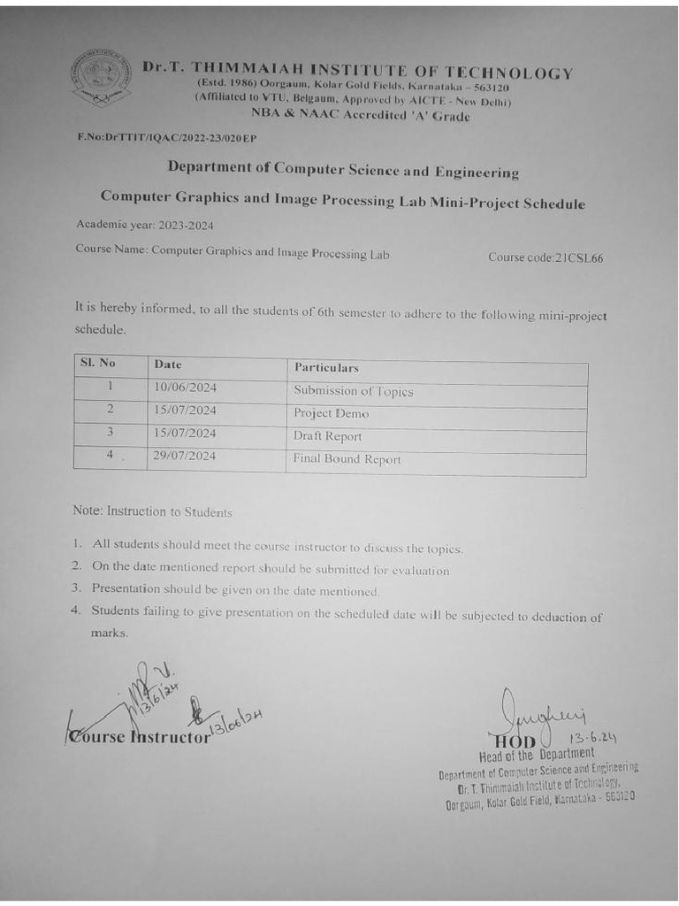 CG & IP Mini-Project Schedule | PDF