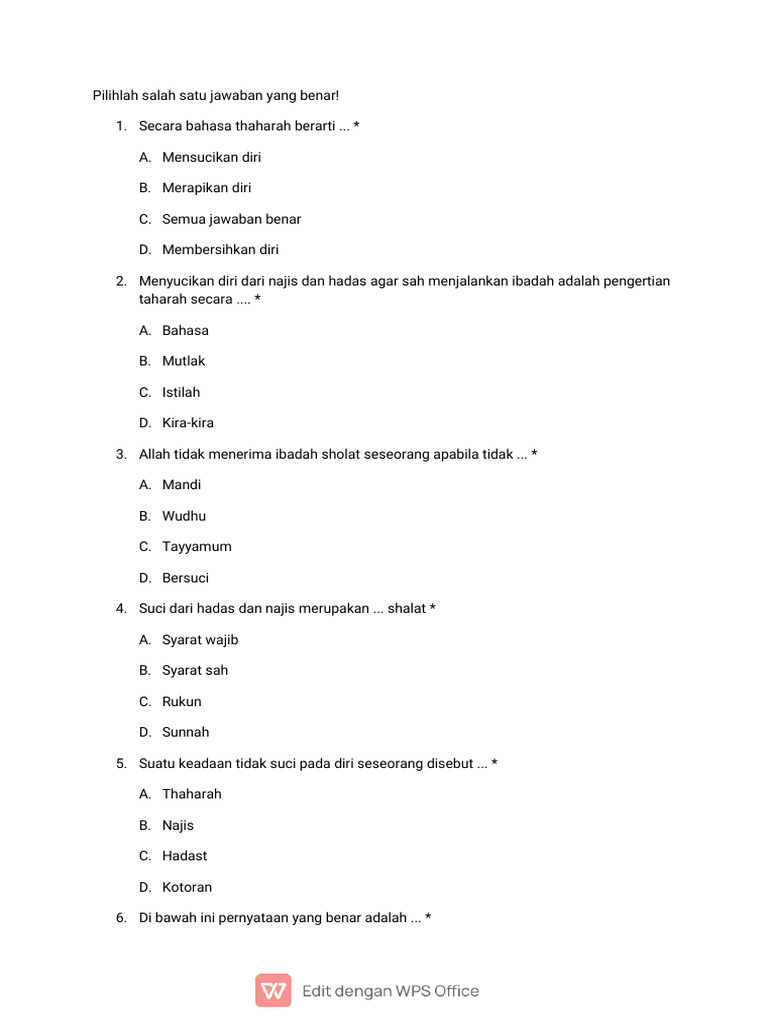 Soal Tutorial Ibadah | PDF
