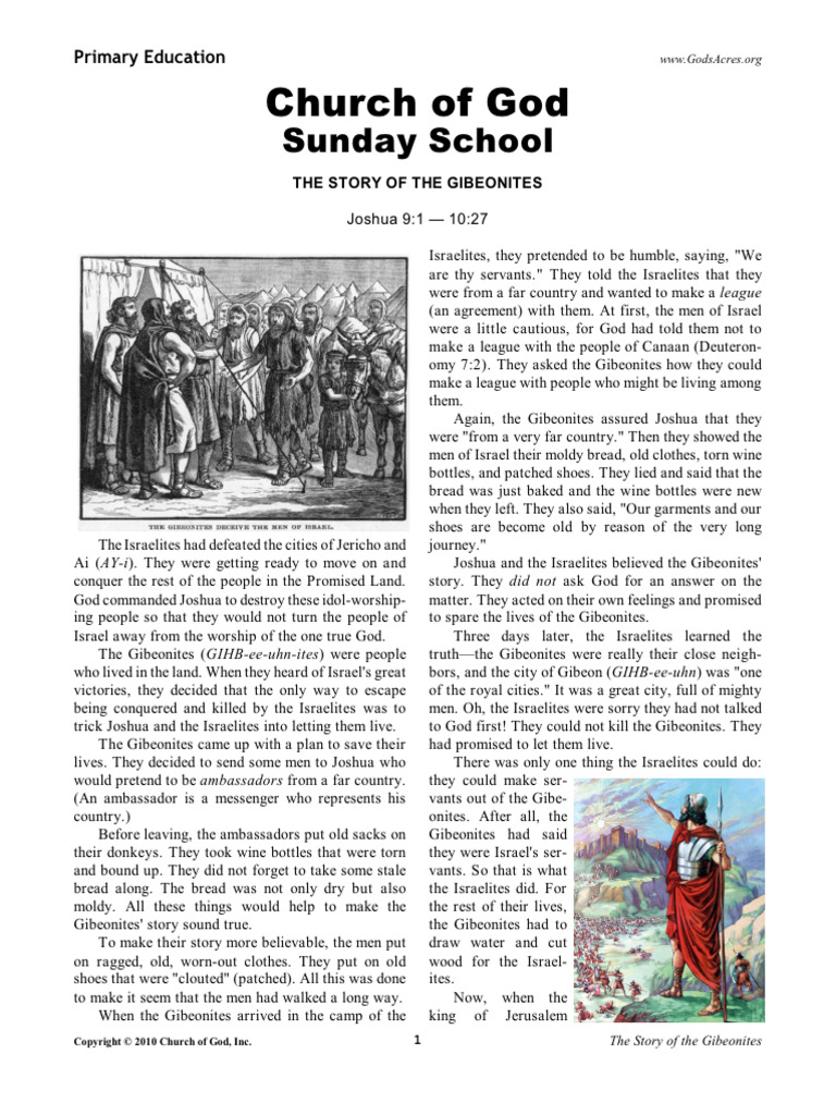 Ot Lesson 40 The Story Of The Gibeonites Pdf Joshua Torah