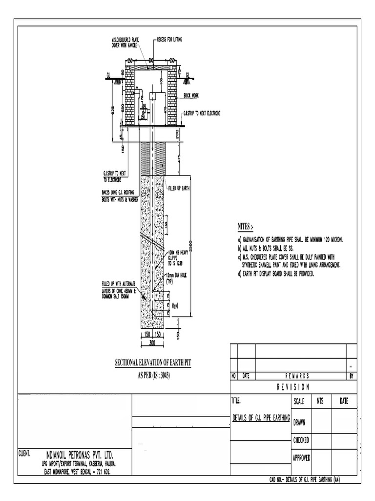 DETAILS OF G.I.PIPE EARTHING (A4) _ E-01-Model | PDF