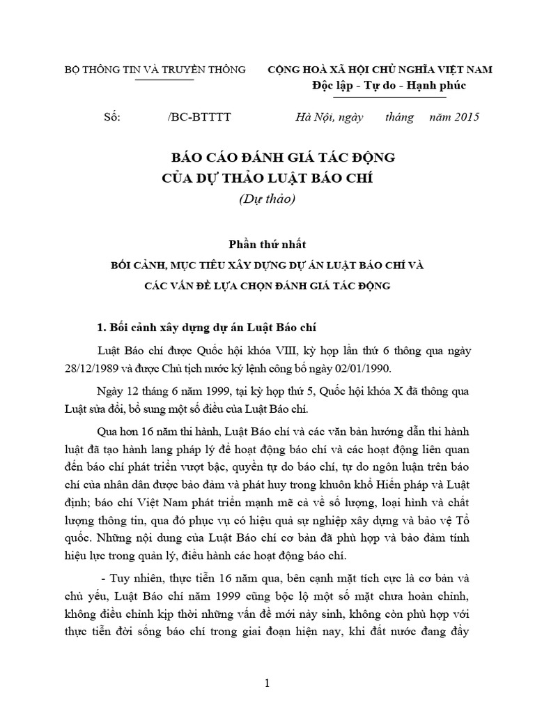 Bao Cao Danh Gia Tac Dong | PDF