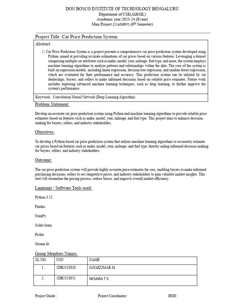 Car Price Prediction | PDF | Machine Learning | Prediction