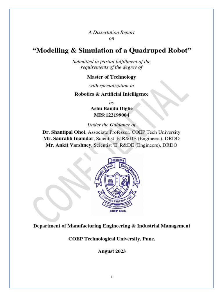 Modeling and Simulation of A Quadruped Robot | PDF | Walking | Robotics
