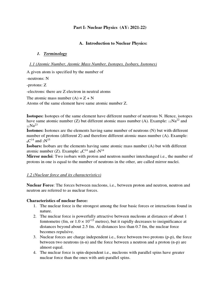 Unit 5 - Nuclear & Plasma Physics - Revised-1 | PDF | Atomic Nucleus | Nuclear Force