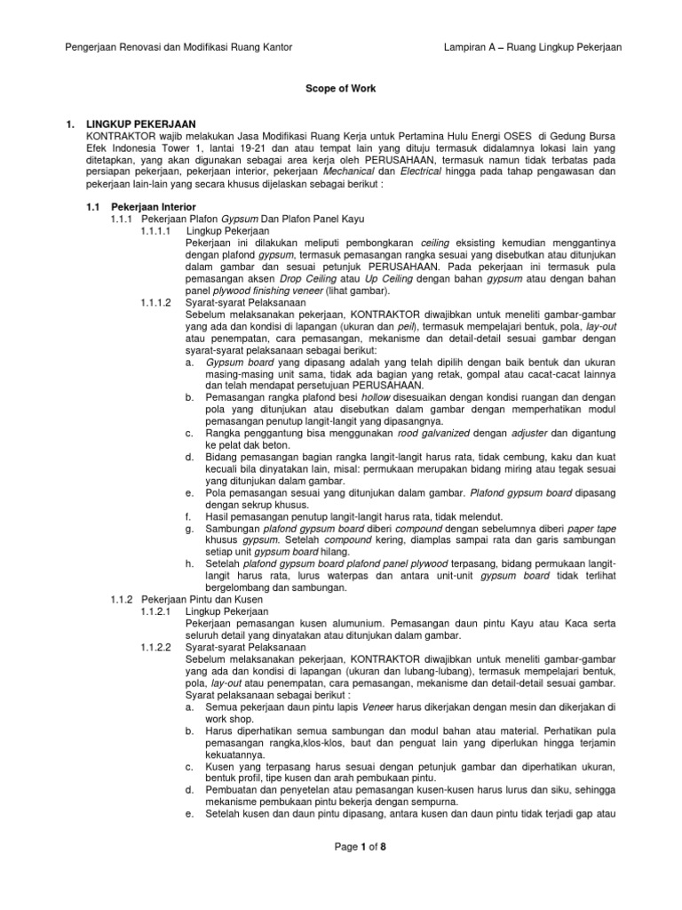 SOW PHE Oses Renovasi&Modifikasi | PDF